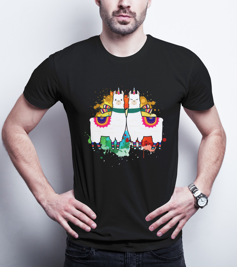Alpaca Unicorn Unipaca Splash Art Duo T-Shirt
