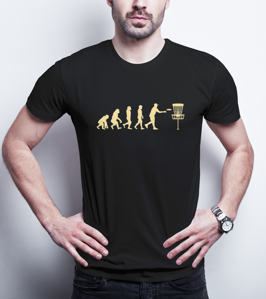 Disc Golf Evolution Human Progression Throw Basket T-Shirt