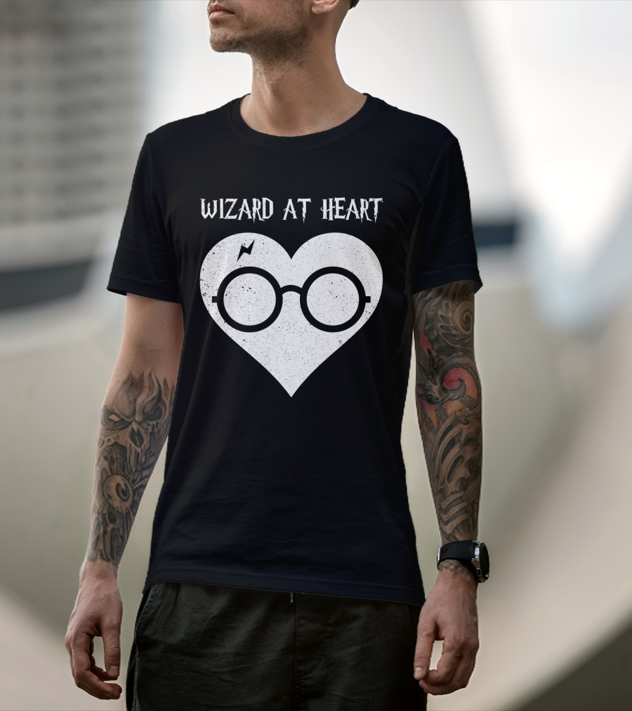 Wizard At Heart Harry Glasses Lightning Bolt Heart T-Shirt