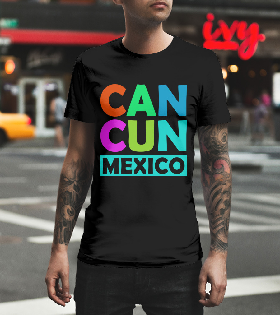 Cancun Mexico Vibrant Block Lettering T-Shirt