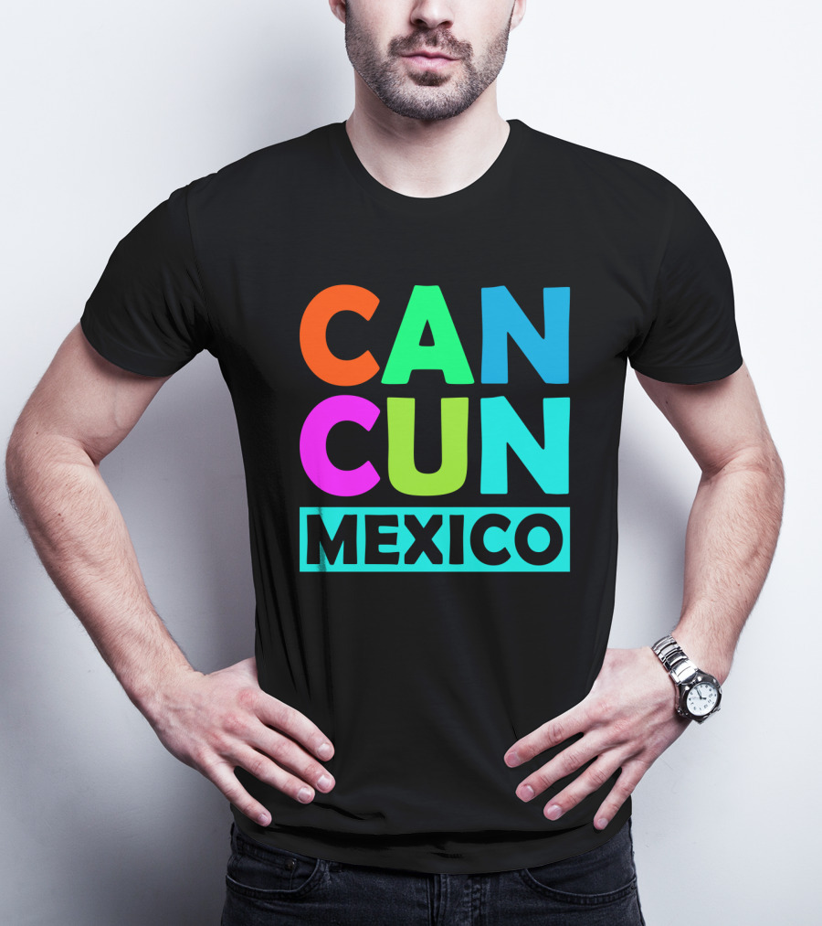 Cancun Mexico Vibrant Block Lettering T-Shirt
