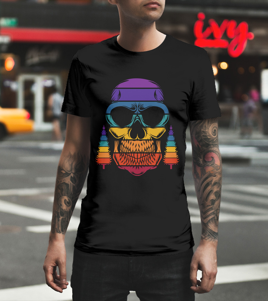 Rainbow Skull With Pine Trees T-Shirt