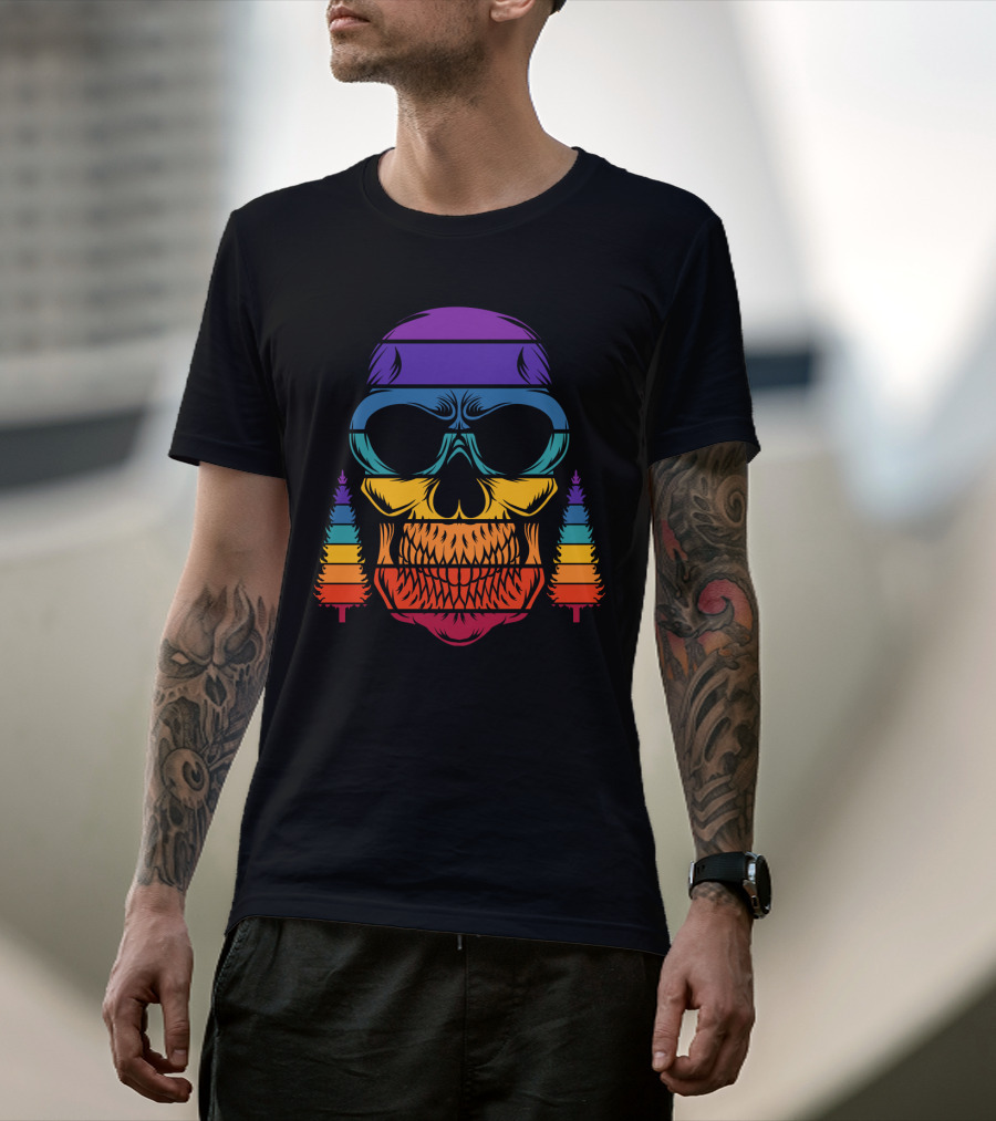 Rainbow Skull With Pine Trees T-Shirt