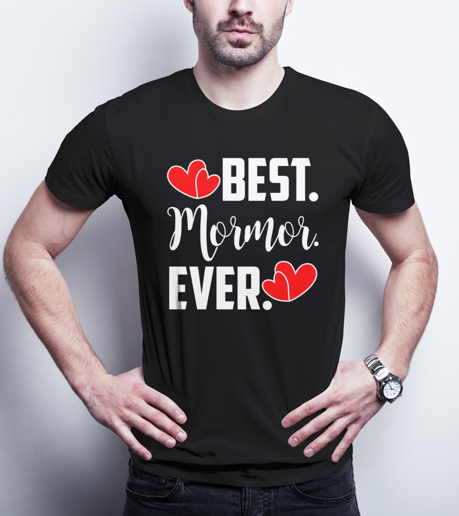 BEST MORMOR EVER Red Hearts T-Shirt