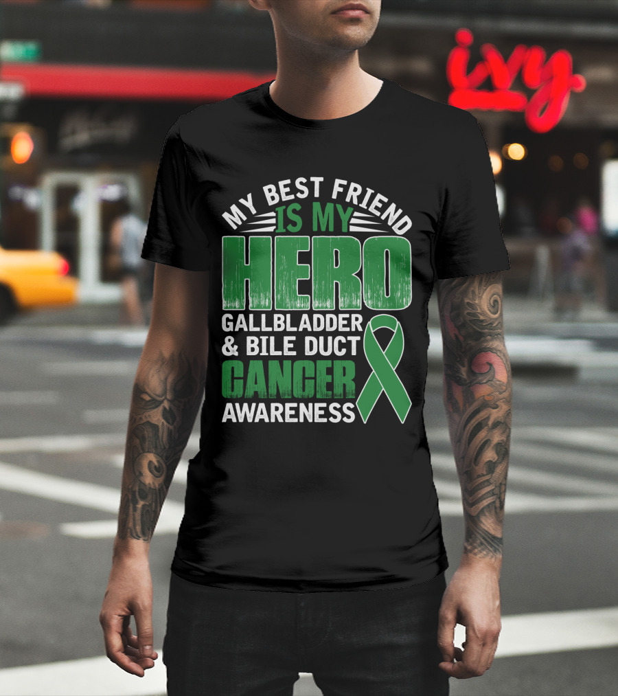 My Best Friend Is My Hero Gallbladder Bile Duct Cancer Awareness T-Shirt