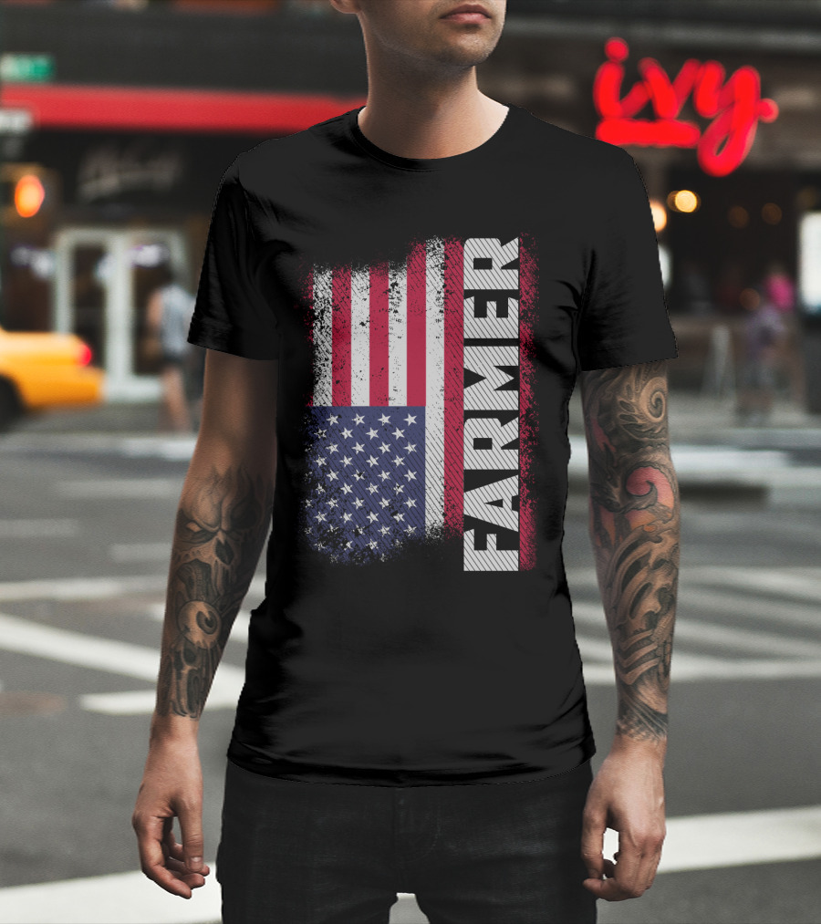 FARMER USA Flag American T-Shirt