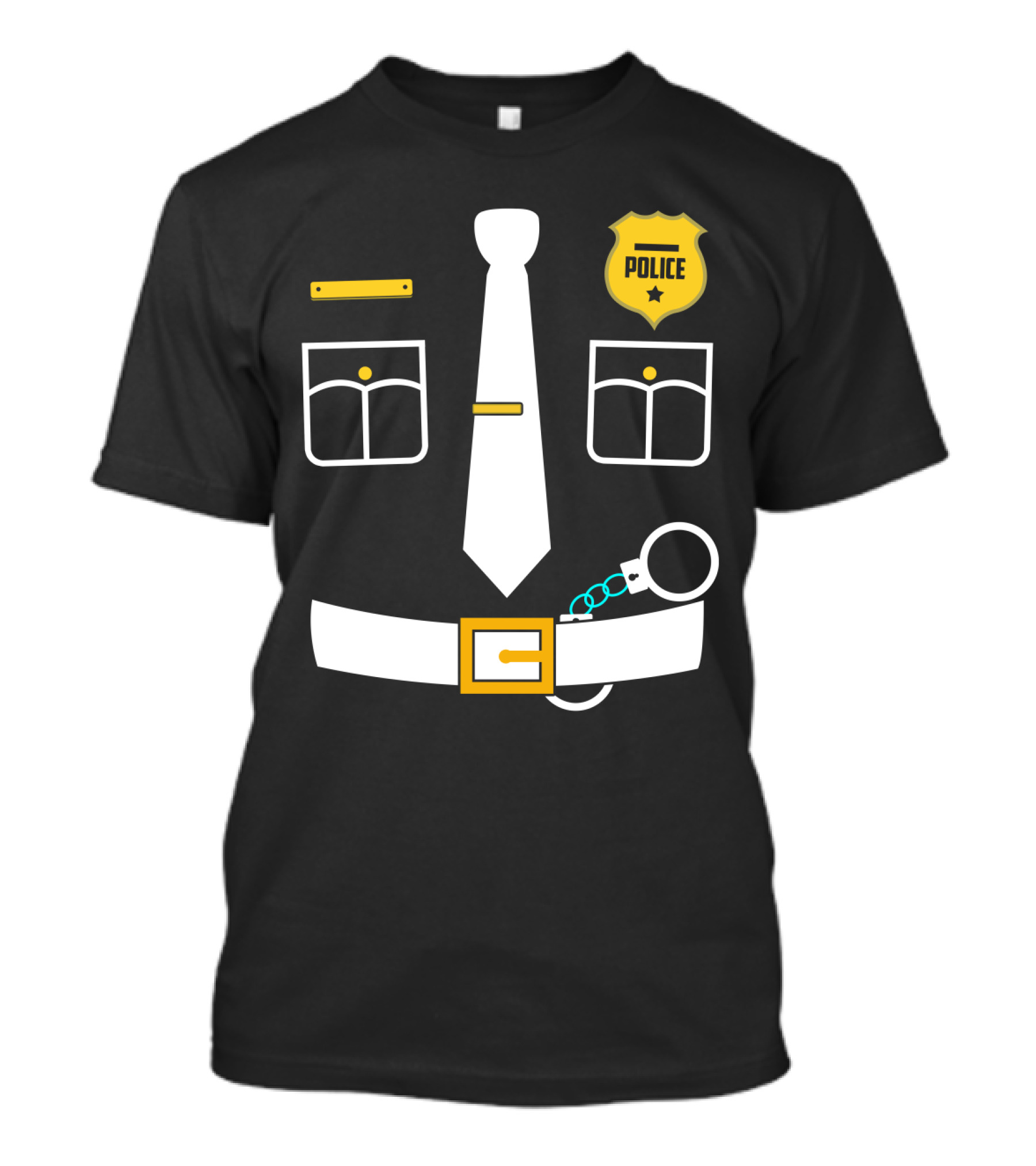 Police Uniform Icon With Handcuffs, Tie, Badge And Belt T-Shirt