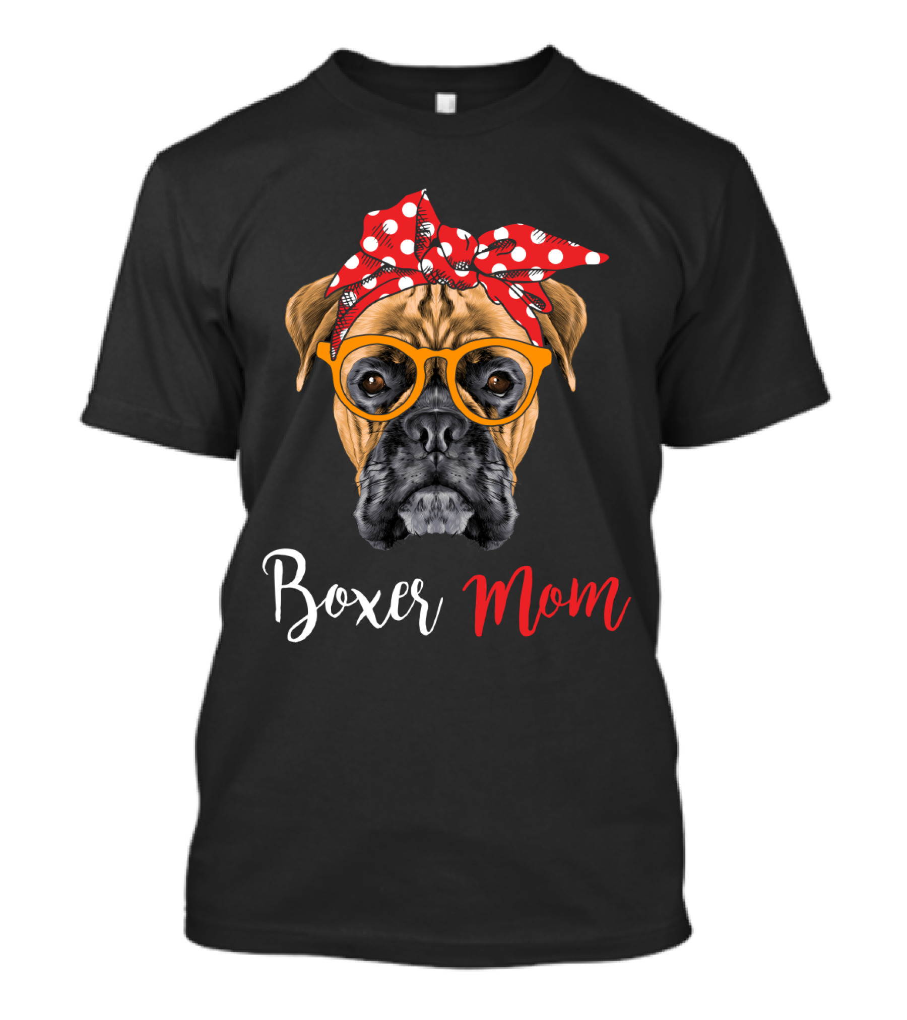 Boxer Mom Funny Dog Glasses Bandana T-Shirt