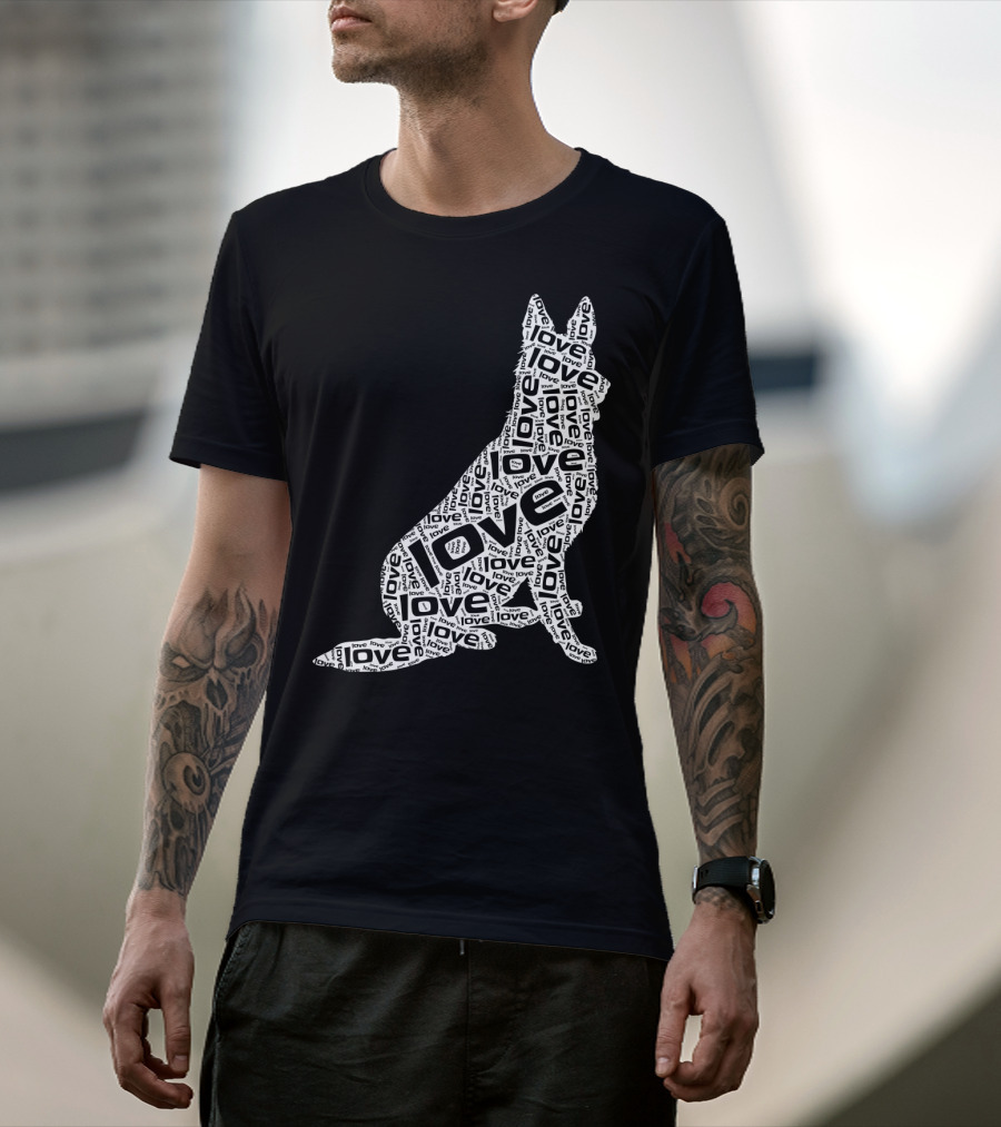German Shepherd Love Word Art Dog T-Shirt