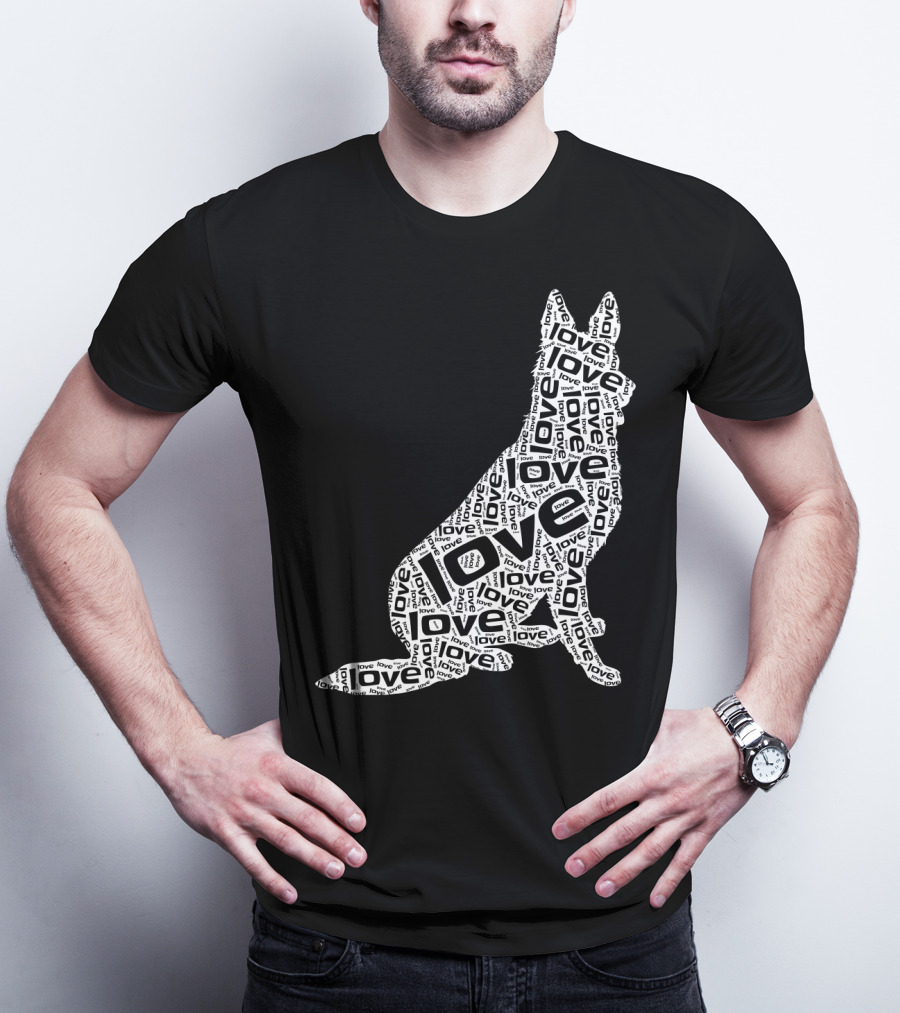 German Shepherd Love Word Art Dog T-Shirt