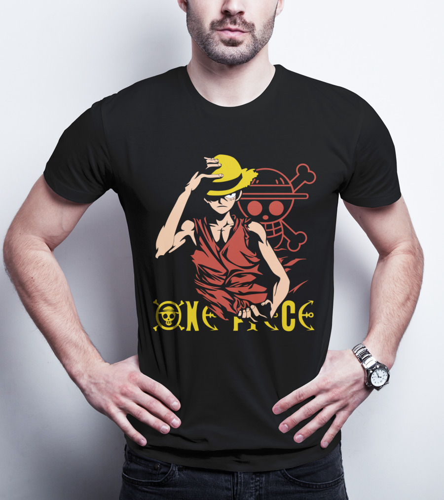 One Piece Luffy Straw Hat Pirate Skull T-Shirt