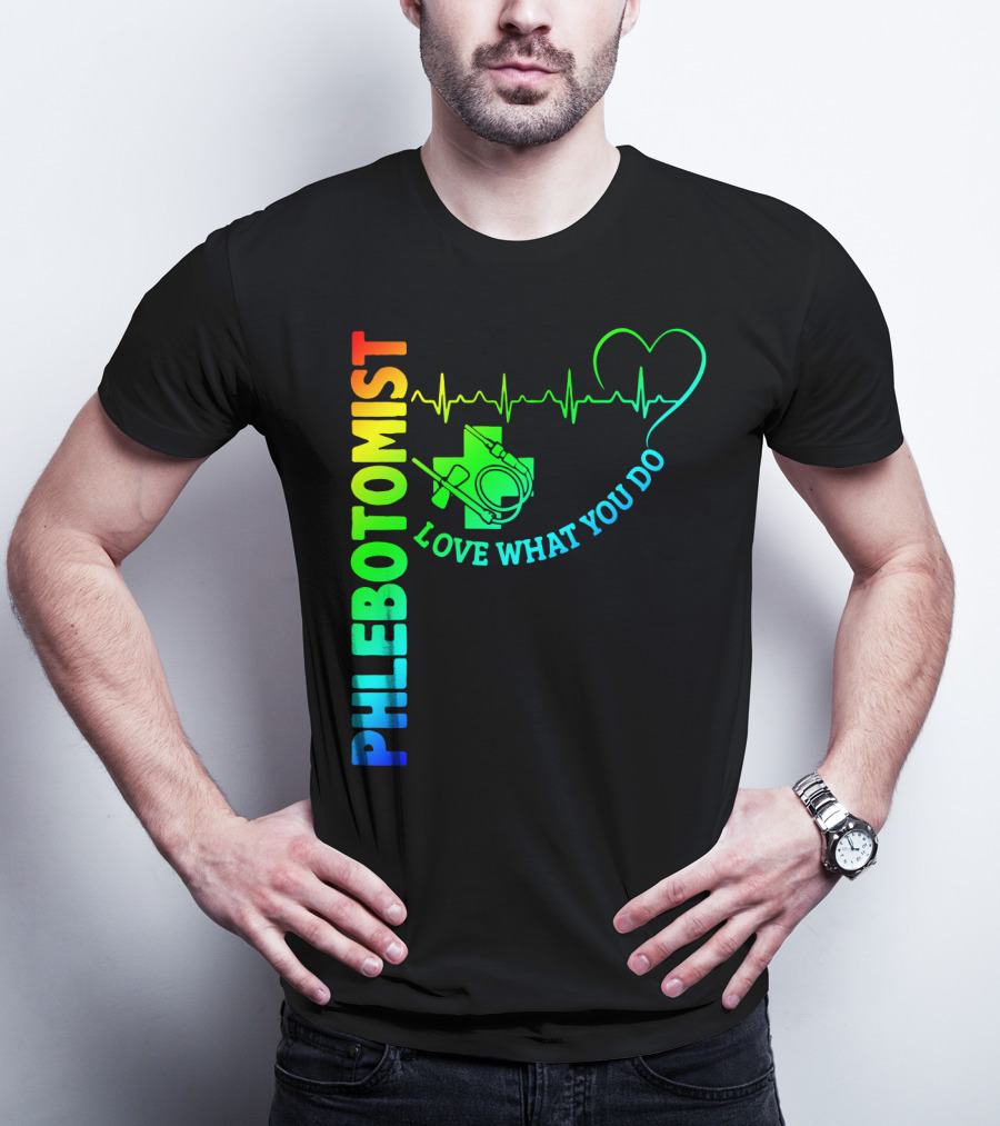 Phlebotomist Love What You Do Heartbeat Iconic Medical T-Shirt