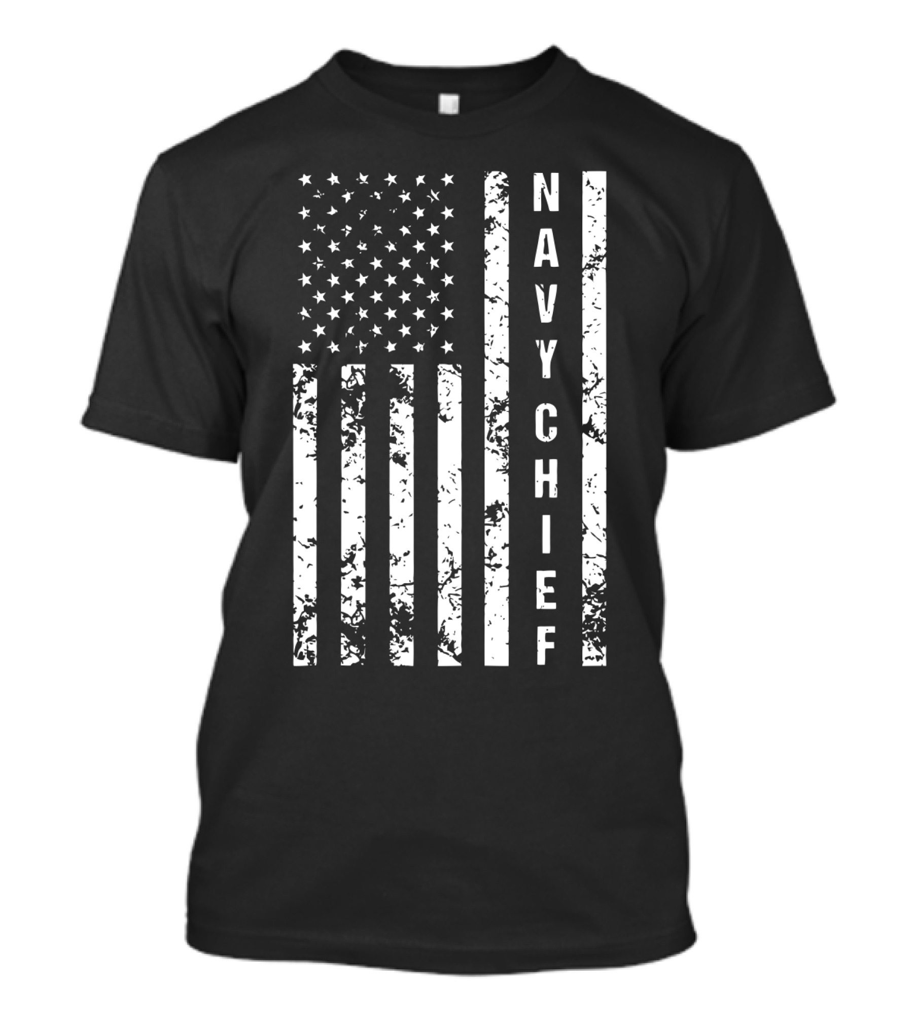 Navy Chief US Flag Distressed Vertical Sleeveless T-Shirt