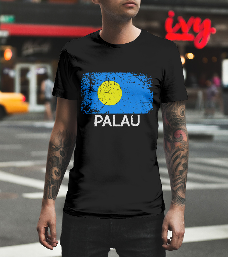 Vintage Palauan Flag Graphic Palau T-Shirt