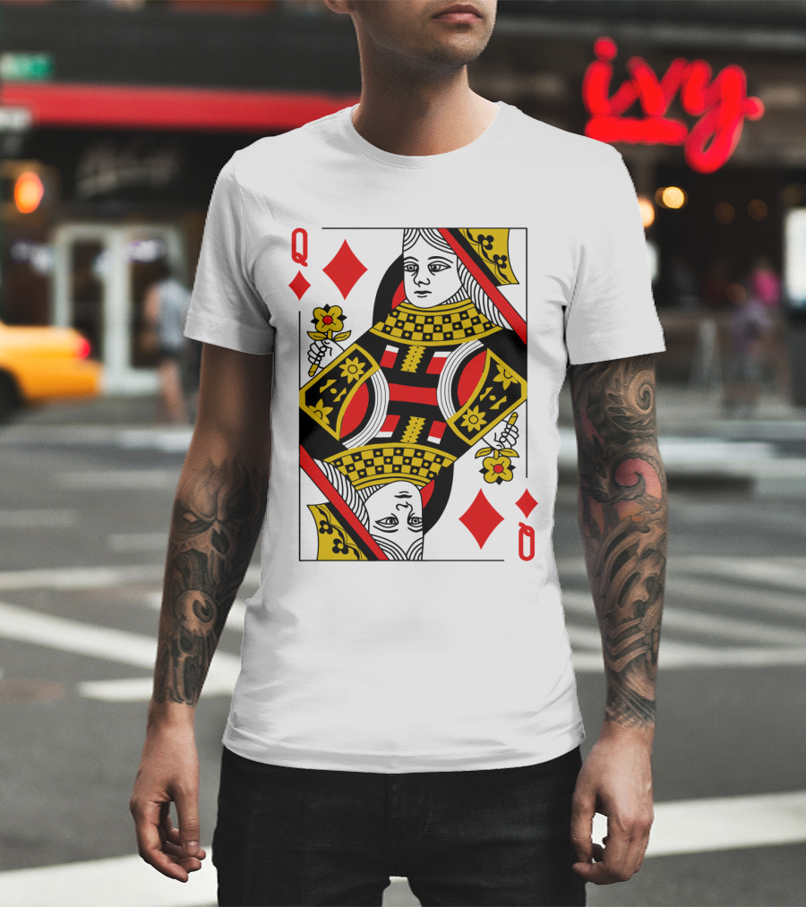 Queen Of Diamonds Poker Card Halloween Group Costume T-Shirt