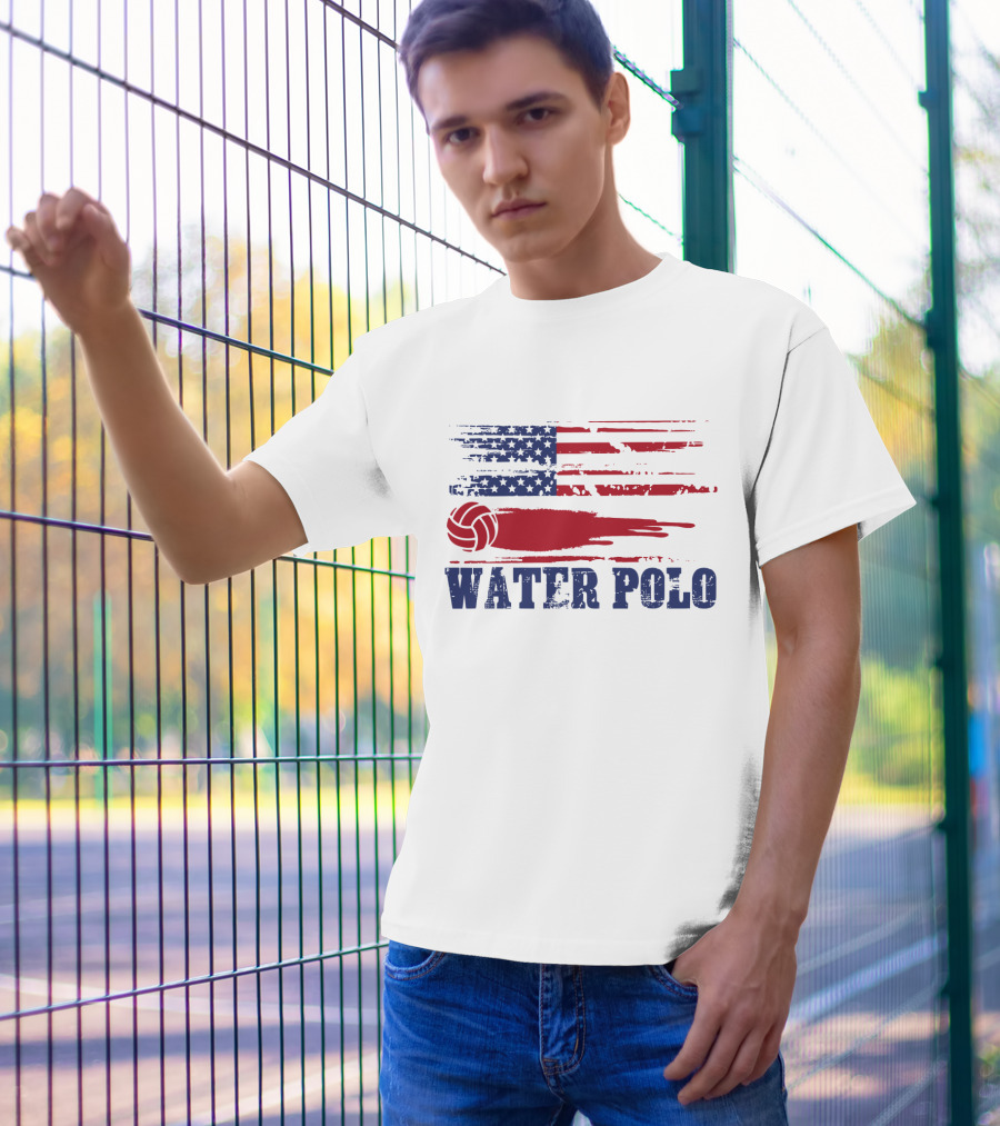 USA Water Polo American Flag Team Spirit Aquatic Sport T-Shirt