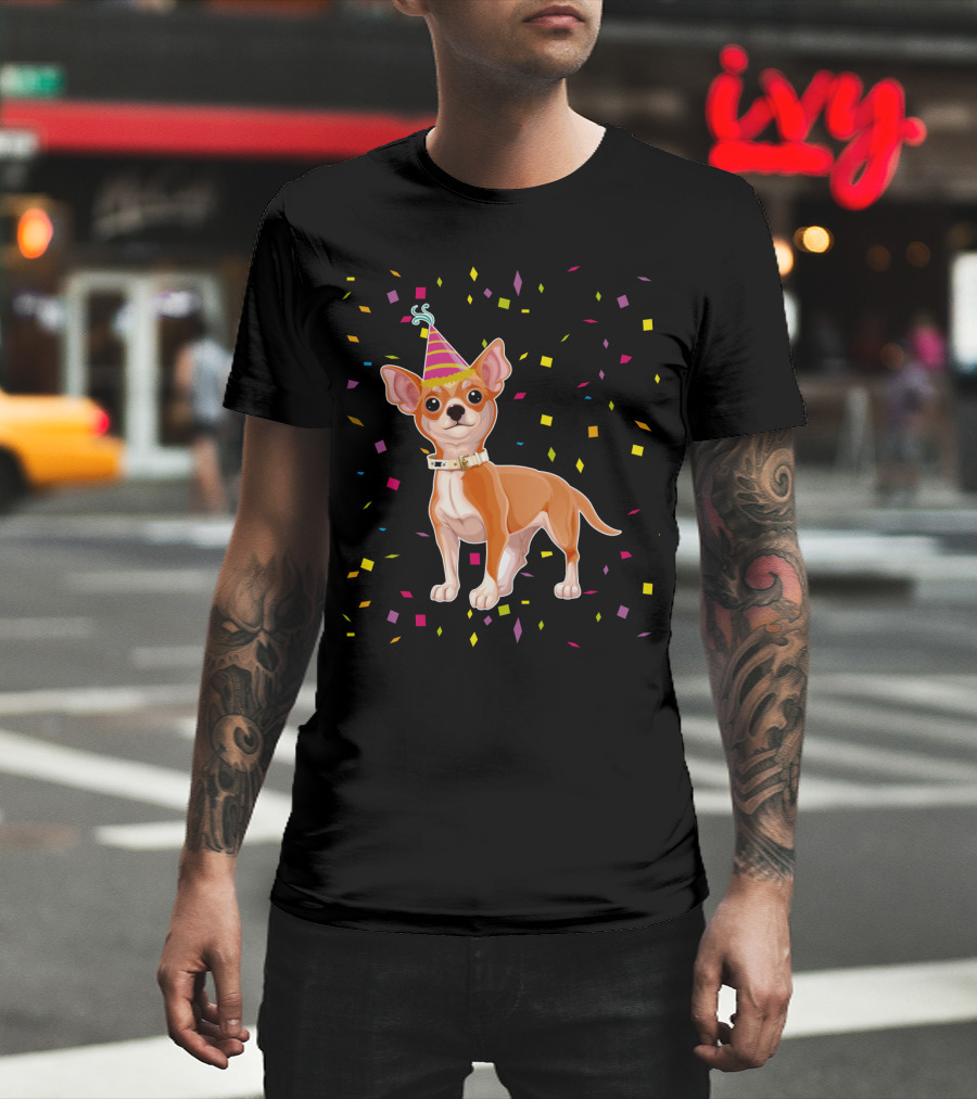 Birthday Chihuahua Party Hat Confetti T-Shirt