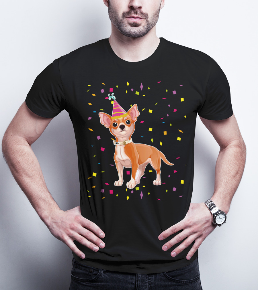 Birthday Chihuahua Party Hat Confetti T-Shirt