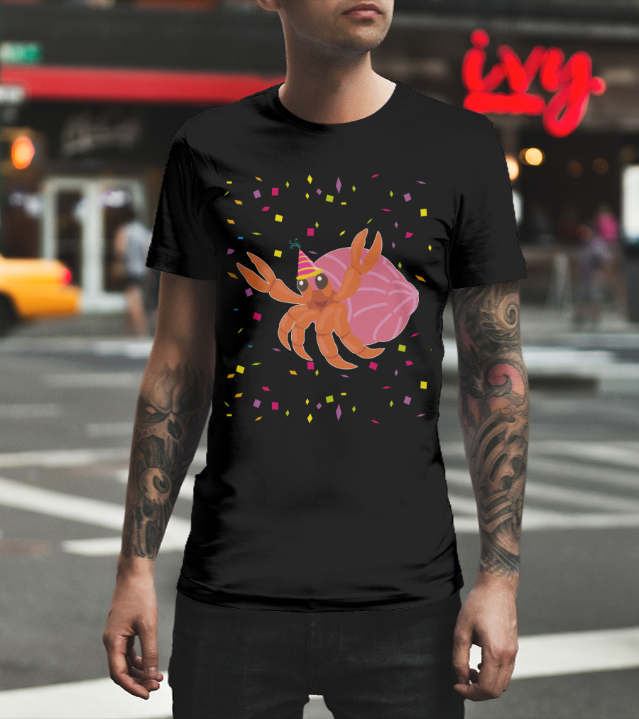Funny Hermit Crab Birthday Party Hat Confetti T-Shirt