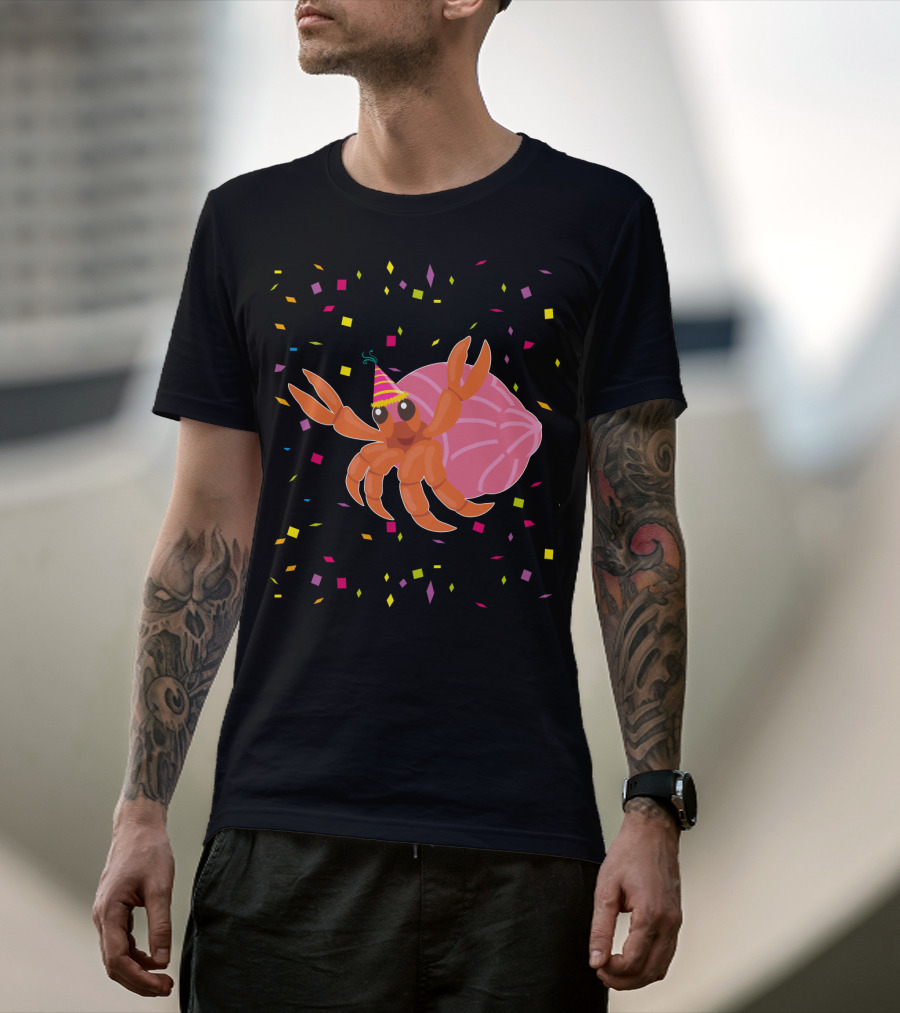 Funny Hermit Crab Birthday Party Hat Confetti T-Shirt
