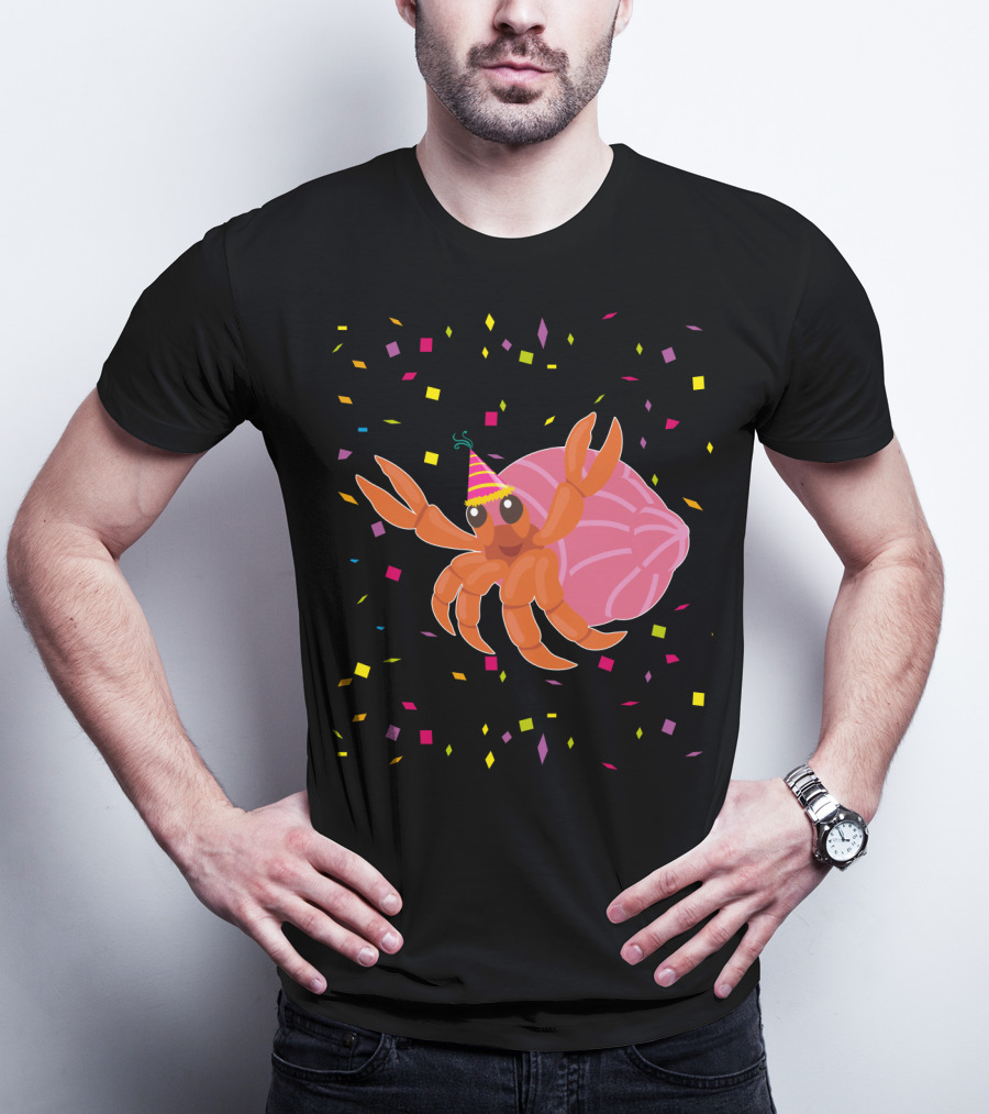 Funny Hermit Crab Birthday Party Hat Confetti T-Shirt