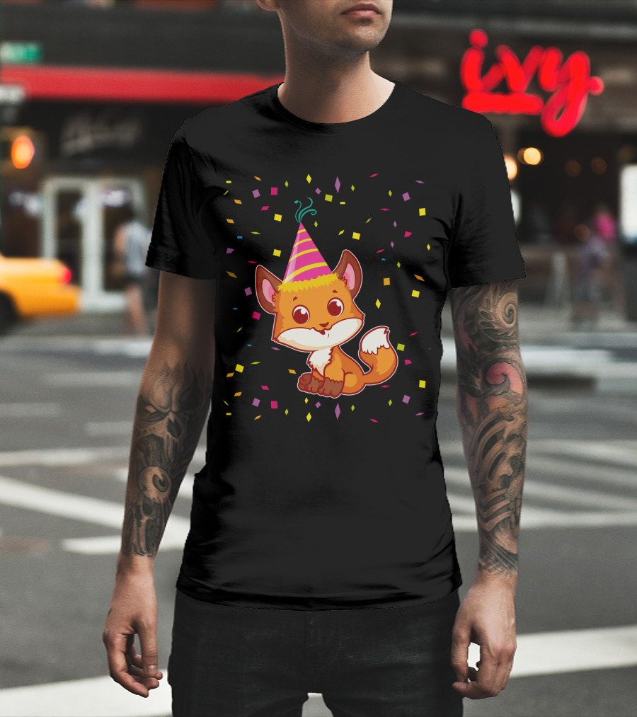 Funny Fox Birthday Confetti T-Shirt