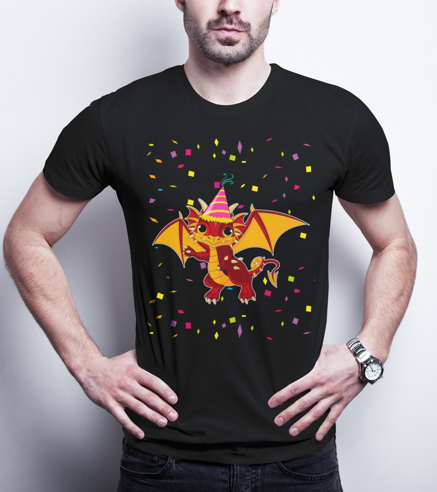 Funny Dragon Birthday Party Confetti T-Shirt