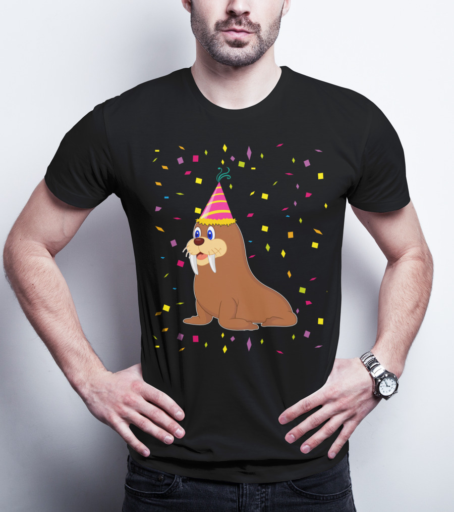 Funny WALRUS Birthday Confetti T-Shirt