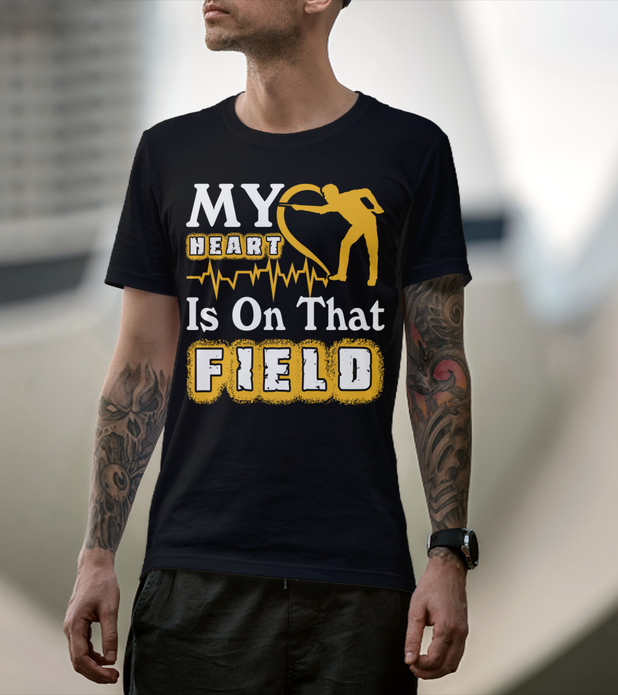 My Heart Is On That Field Billiards Player Heartbeat T-Shirt