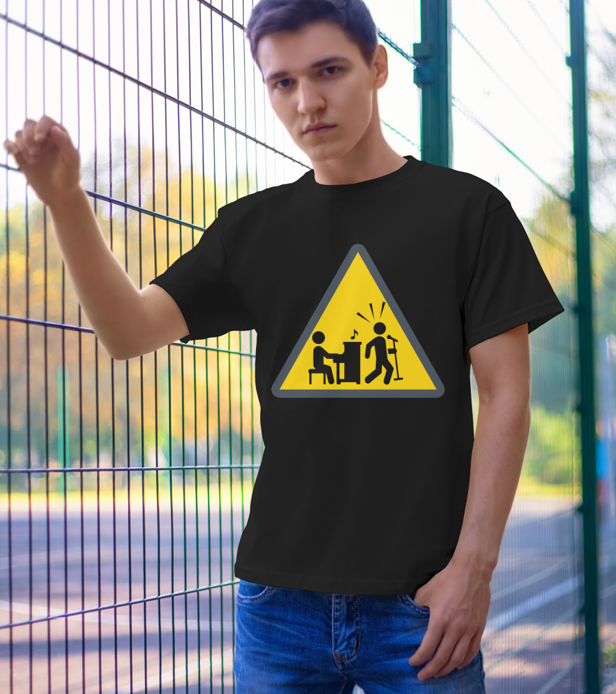 Funny Piano Warning Sign Music Humor T-Shirt