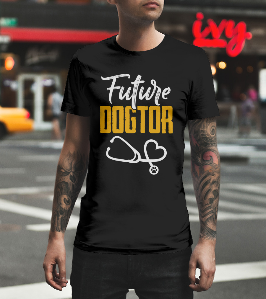 Future Dogtor Stethoscope Heart Veterinarian Vet Student Dog T-Shirt