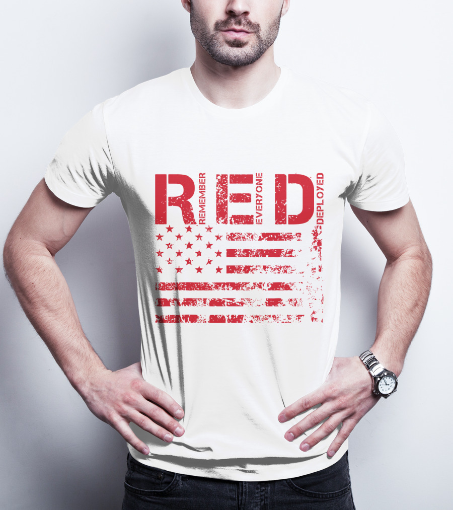 Red Fridays Remember Everyone Deployed American Flag T-Shirt