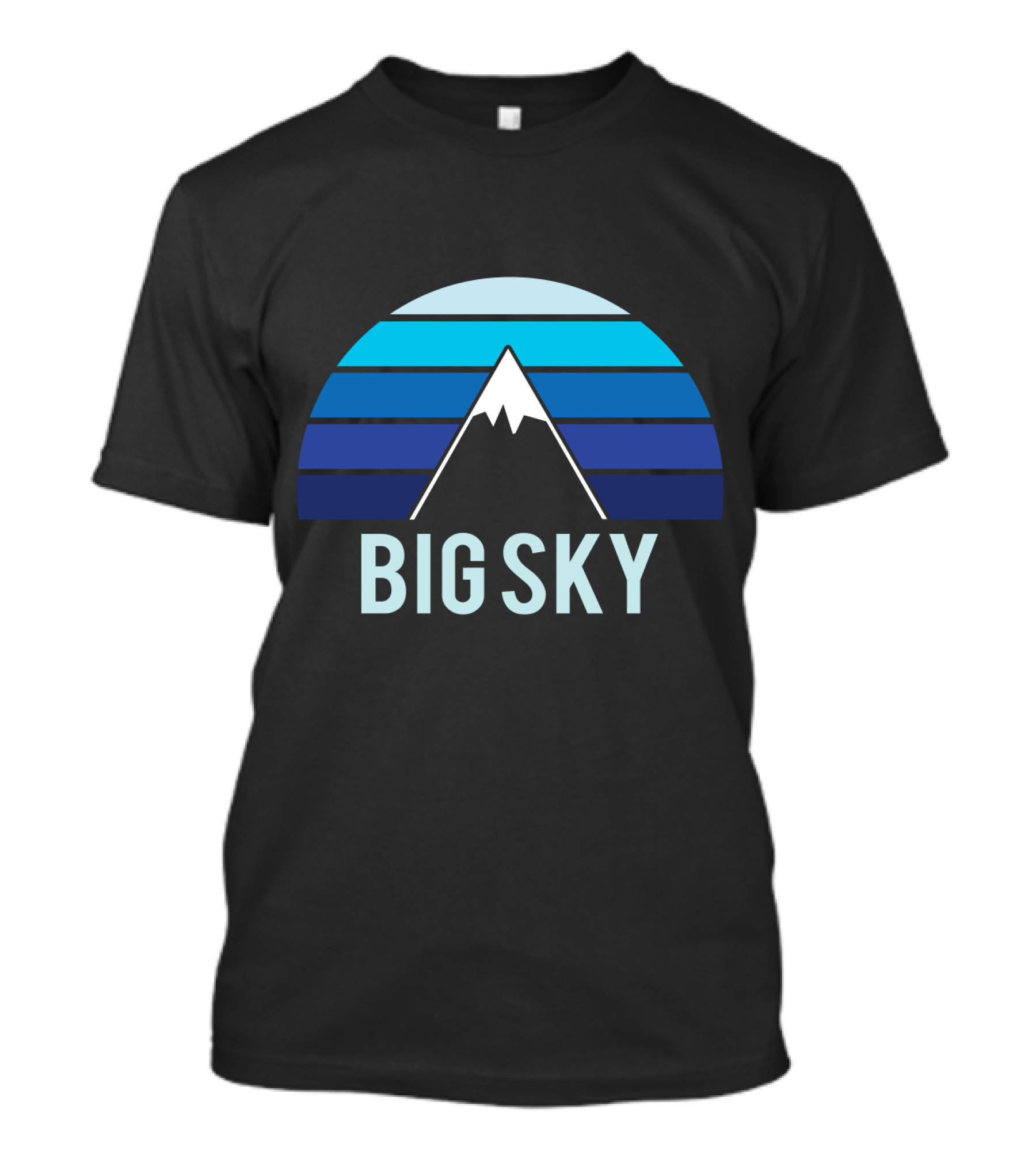 Big Sky Montana Mountain Ski Blue Stripes T-Shirt