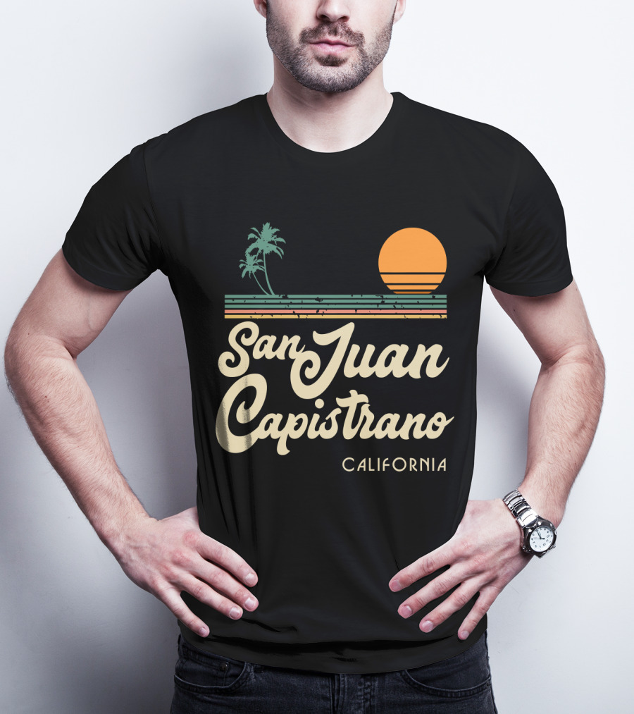 San Juan Capistrano California Vintage Sun And Palm Trees T-Shirt