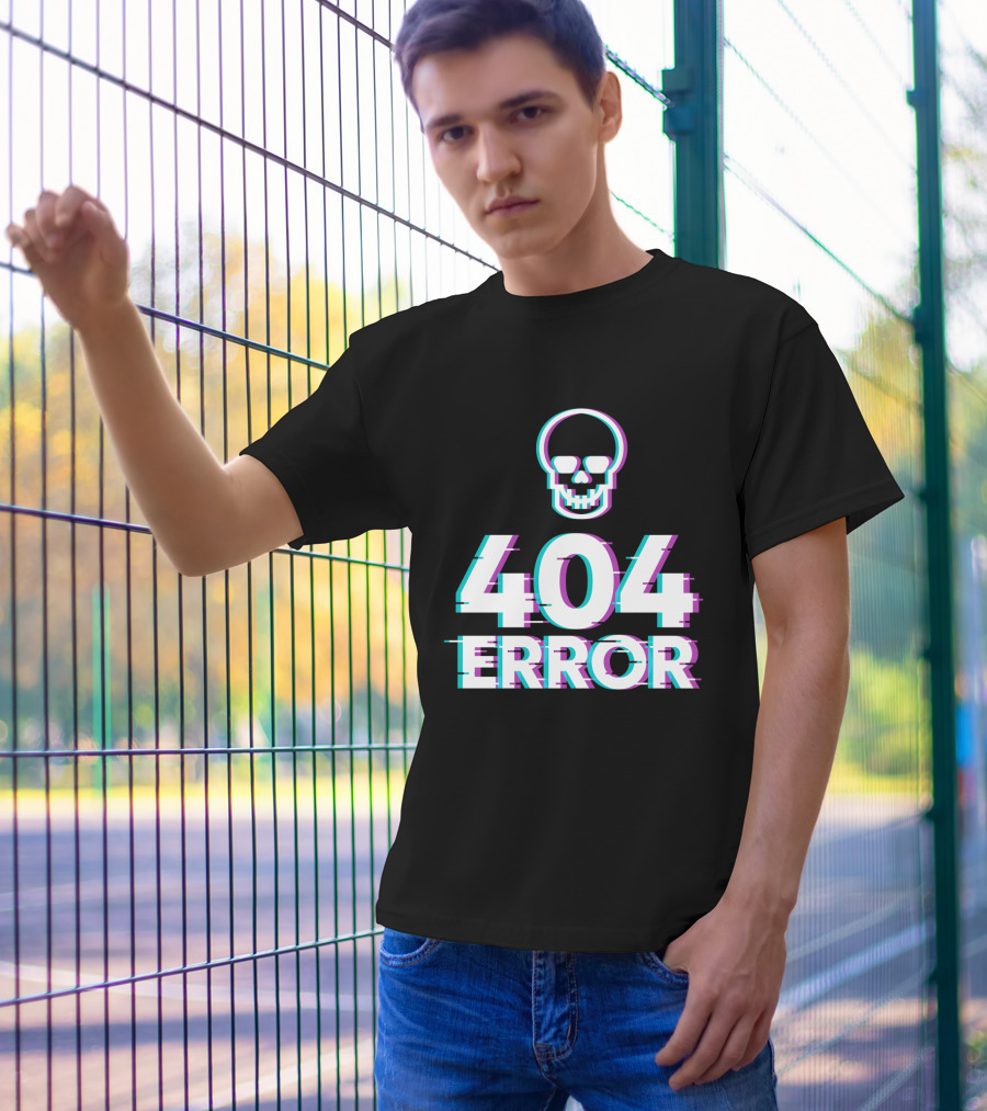 404 Error Skull Glitch T-Shirt