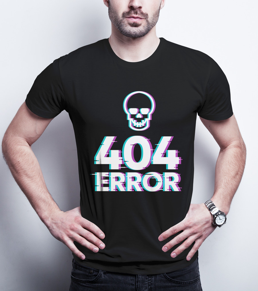 404 Error Skull Glitch T-Shirt