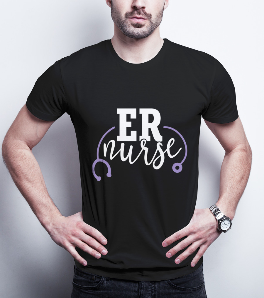 ER Nurse Stethoscope Emergency Room RN Purple T-Shirt