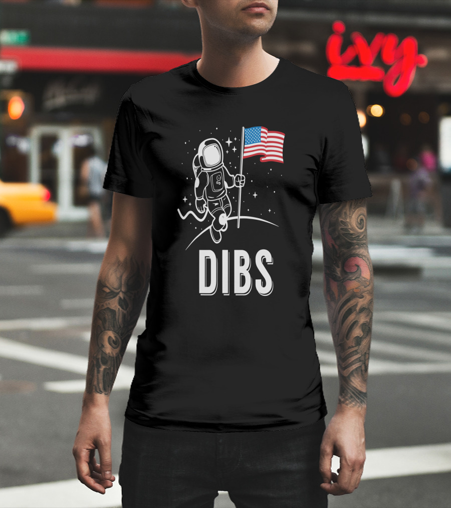 Astronaut Dibs On The American Flag Moon Landing T-Shirt
