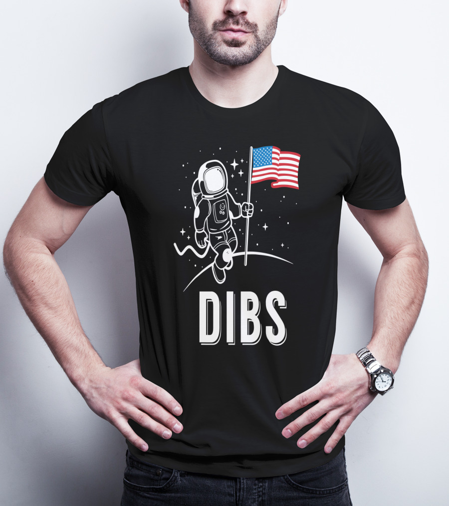 Astronaut Dibs On The American Flag Moon Landing T-Shirt