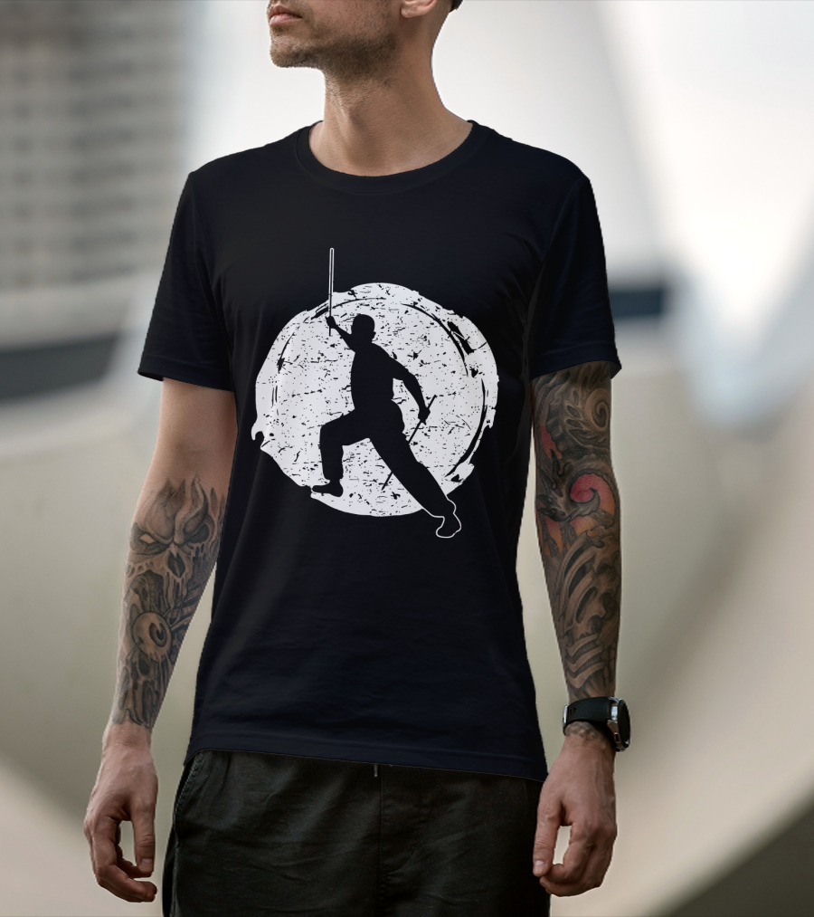 Kali Filipino MMA Discipline Arnis Stick Martial Arts Silhouette Circle T-Shirt