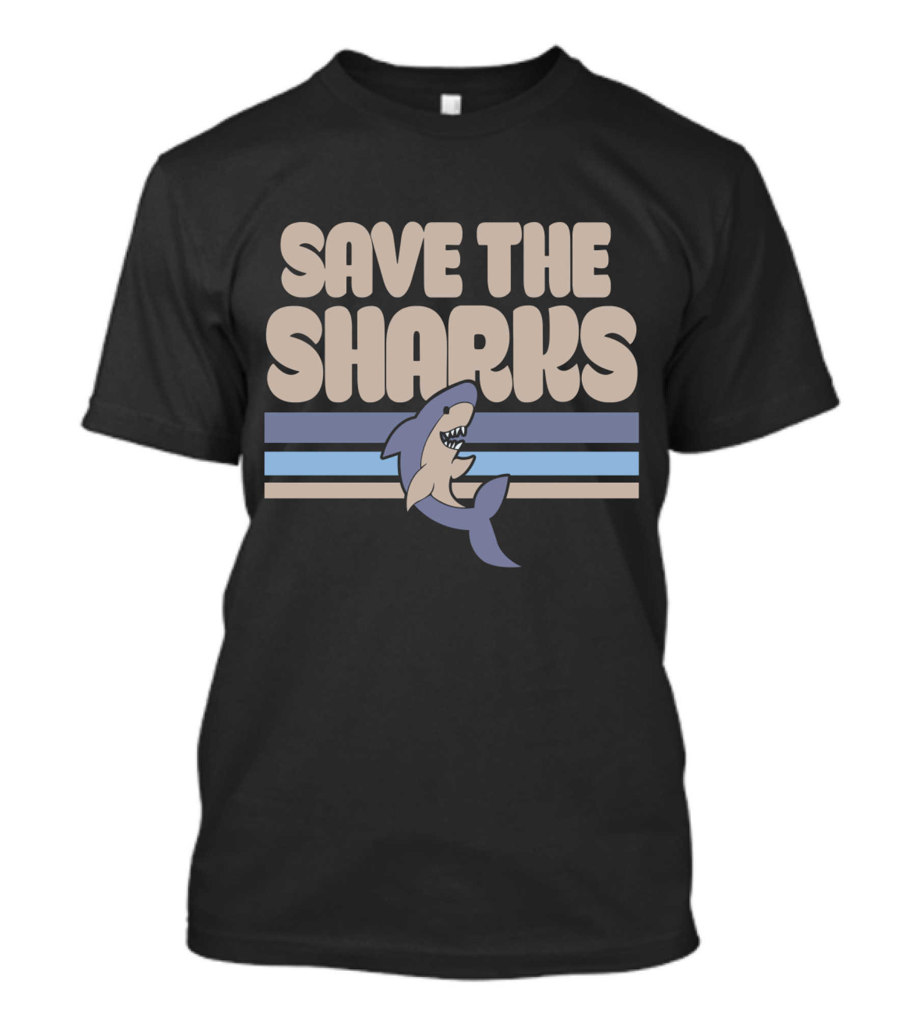 Save The Sharks Retro Style Shark Conservation T-Shirt