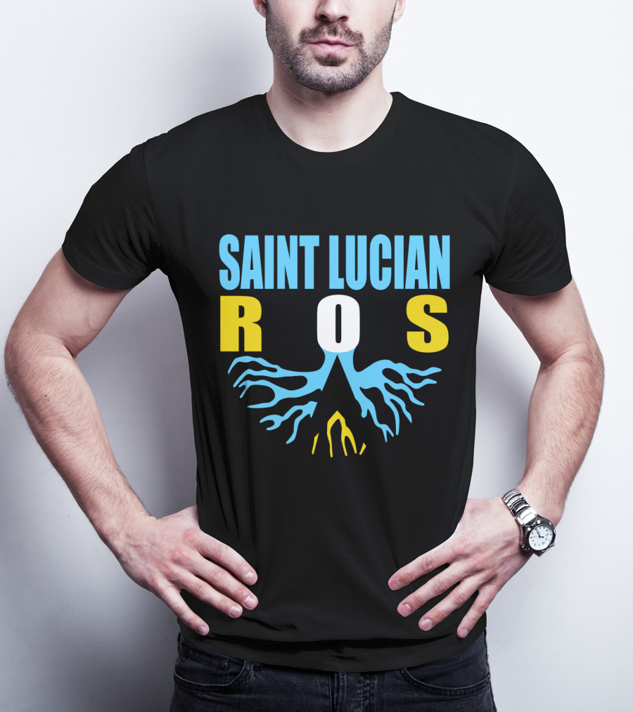Storecastle Saint Lucian Roots With Saint Lucia Flag Colors T-Shirt