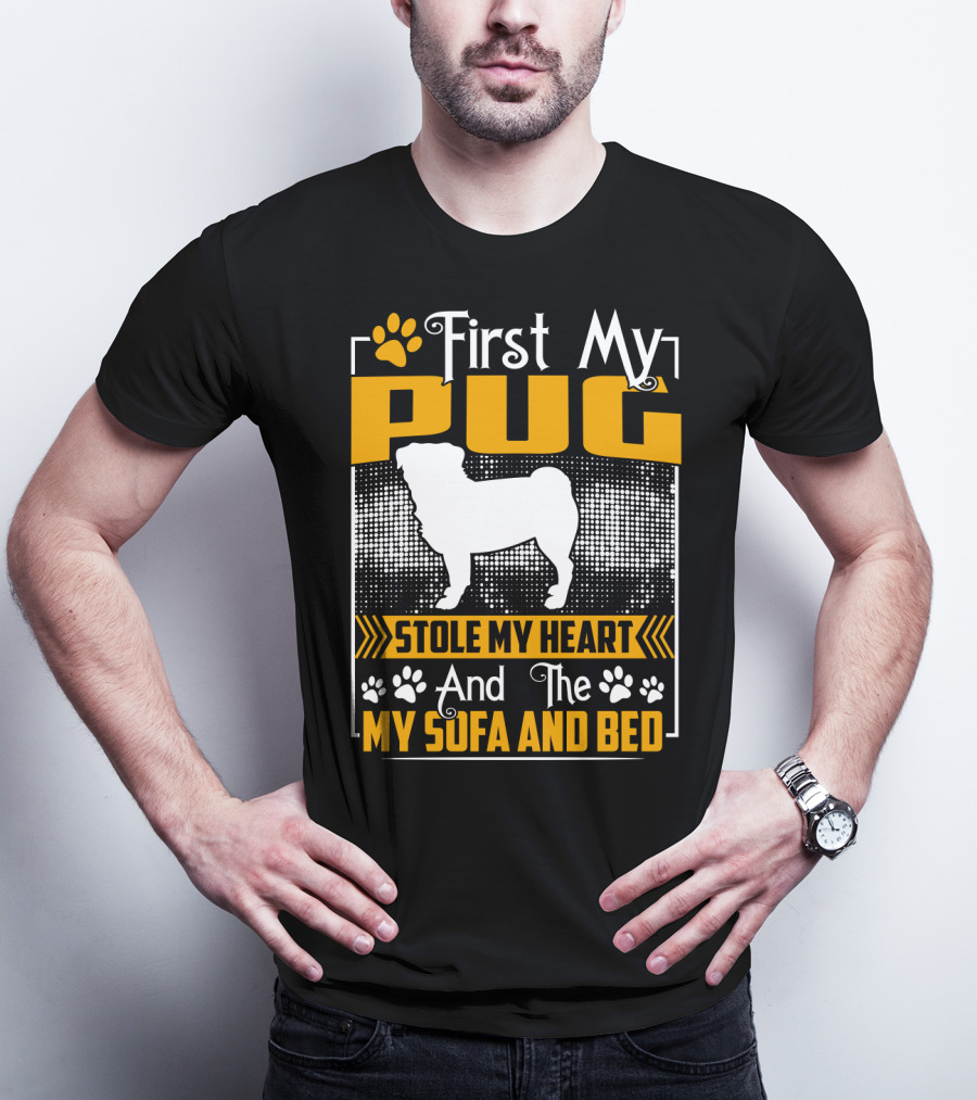 First My Pug Stole My Heart And Then My Sofa And Bed T-Shirt