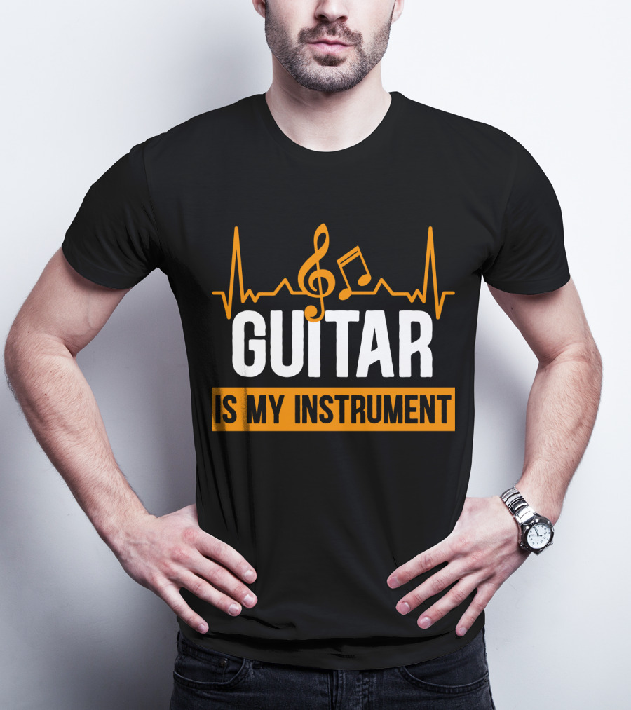 Guitar Is My Instrument With Heartbeat Music Notes T-Shirt