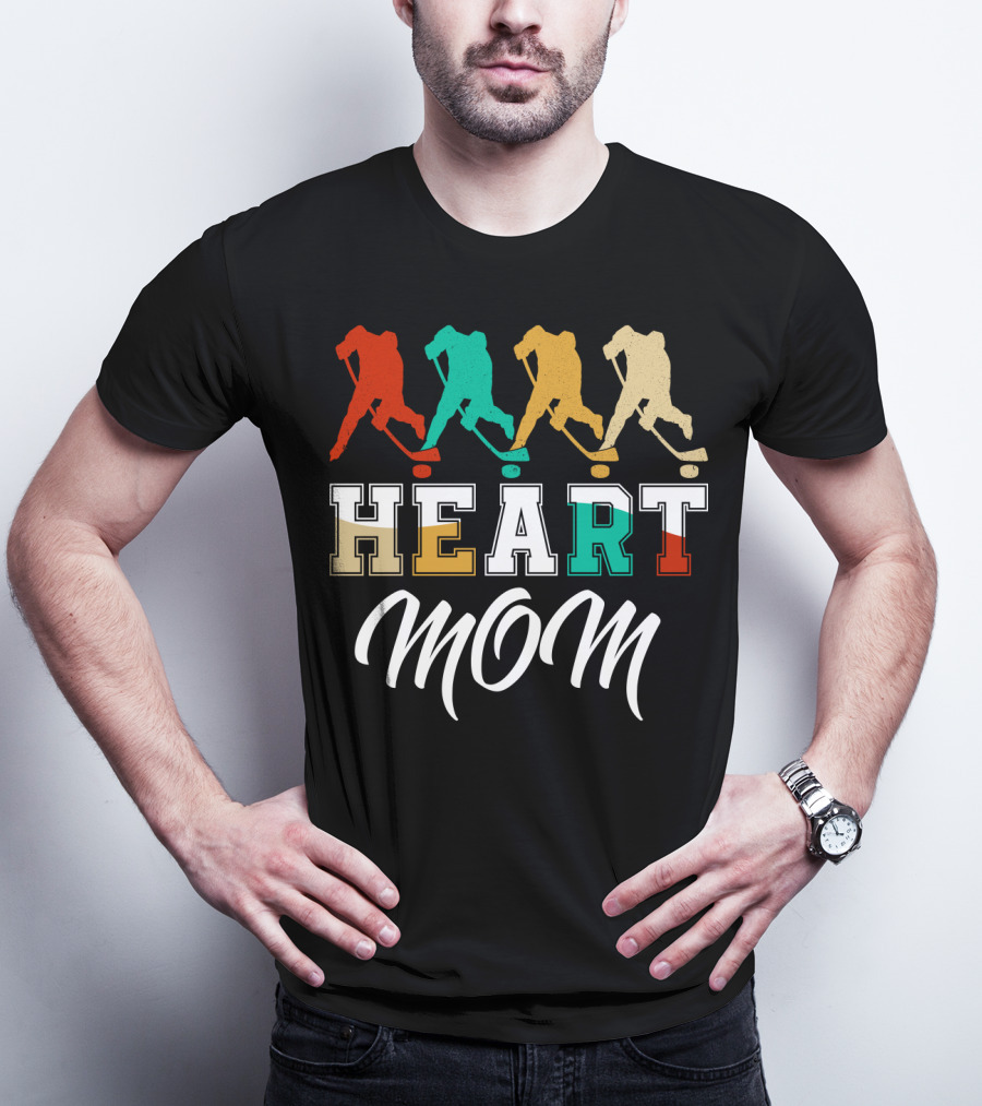 Hockey Heart Mom Vintage Silhouette Player Sequence T-Shirt