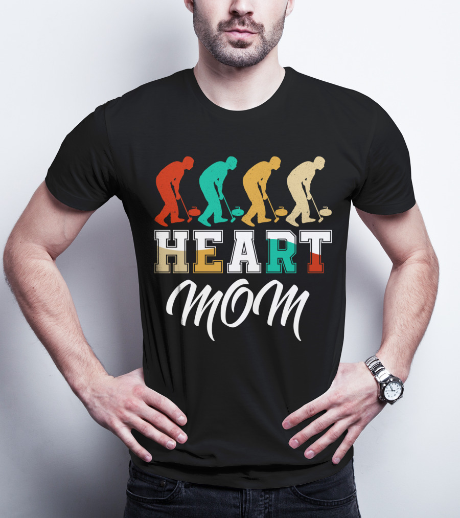 HEART Mom Curling Players T-Shirt