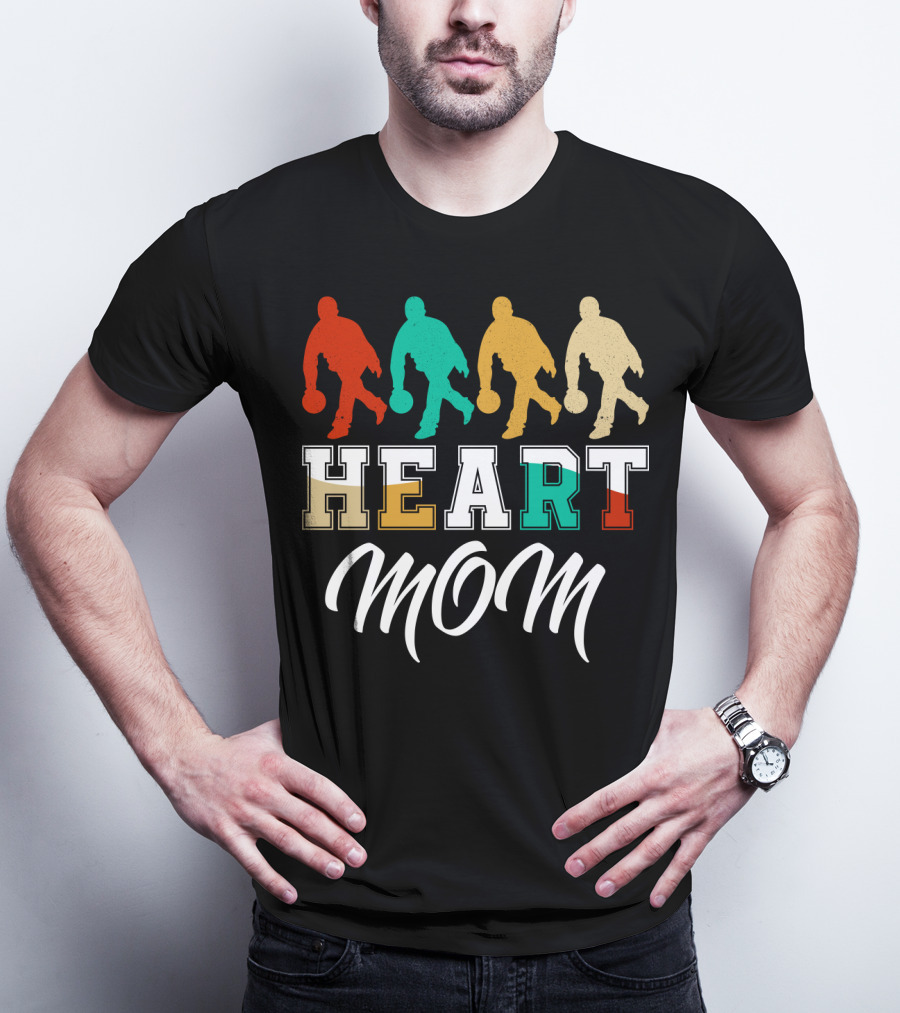 Bowling Heart Mom Retro T-Shirt