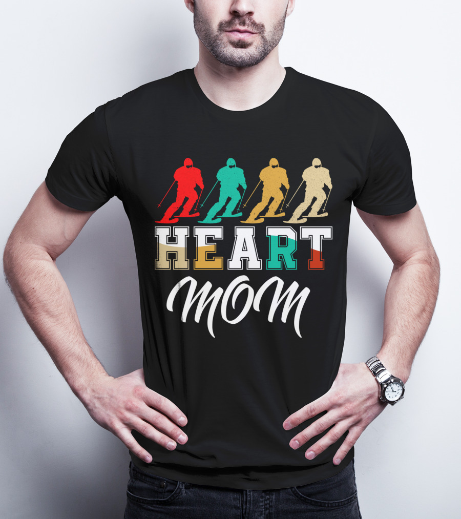 HEART MOM Skiing T-Shirt