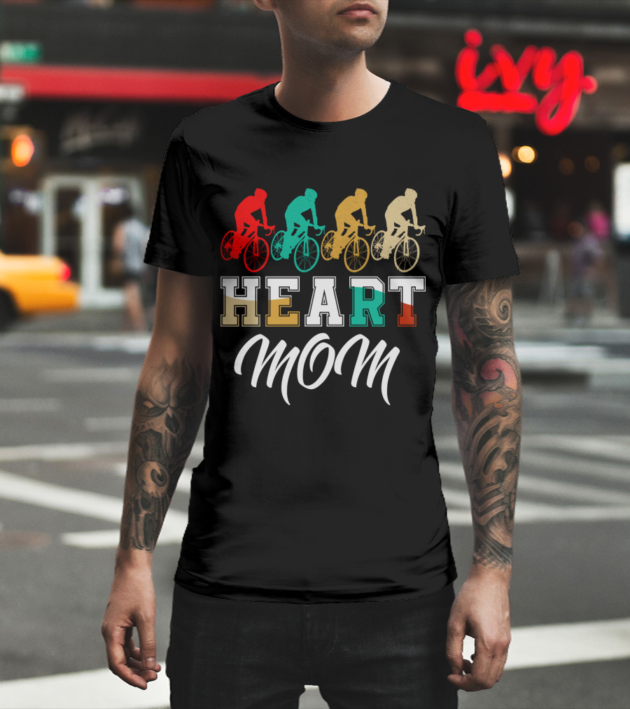 Cycling Heart Mom Colorful Biking T-Shirt