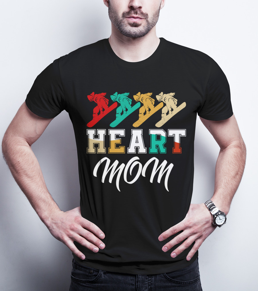 Snowboarding Heart Mom Multicolor Boarders T-Shirt